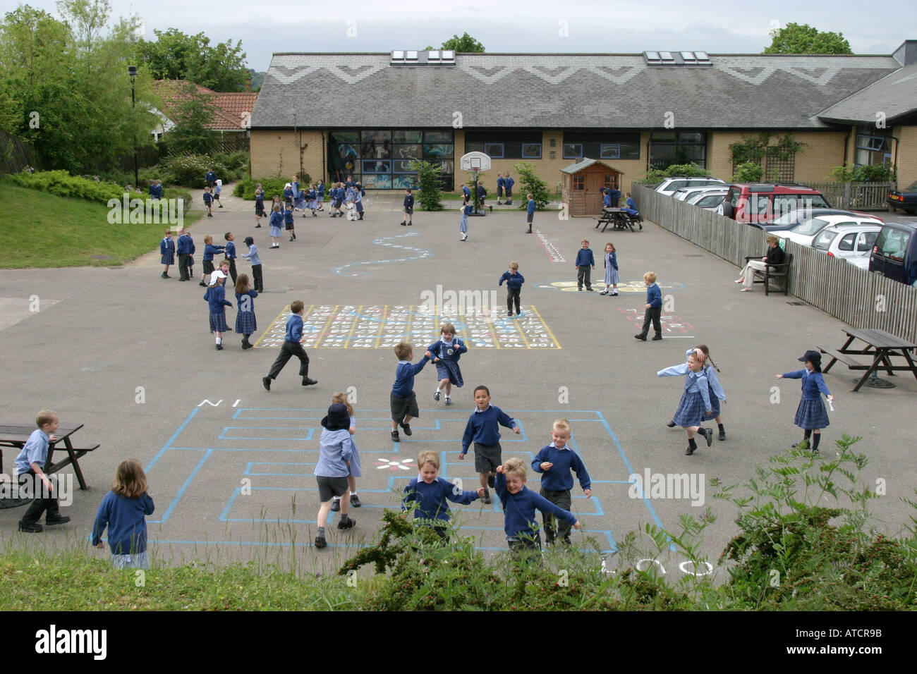 Prep school pupils in playground at at independent Private School Stock ...