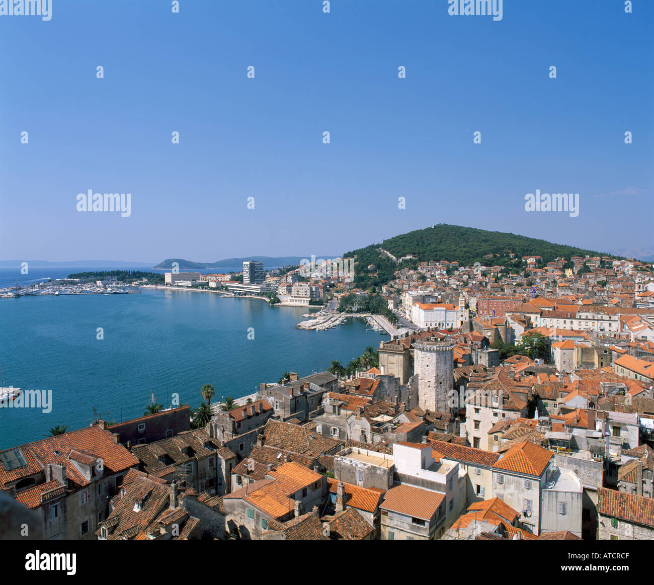 Old Town Of Split And Marina overlooking Adriatic Sea, Dalmatian coast ...