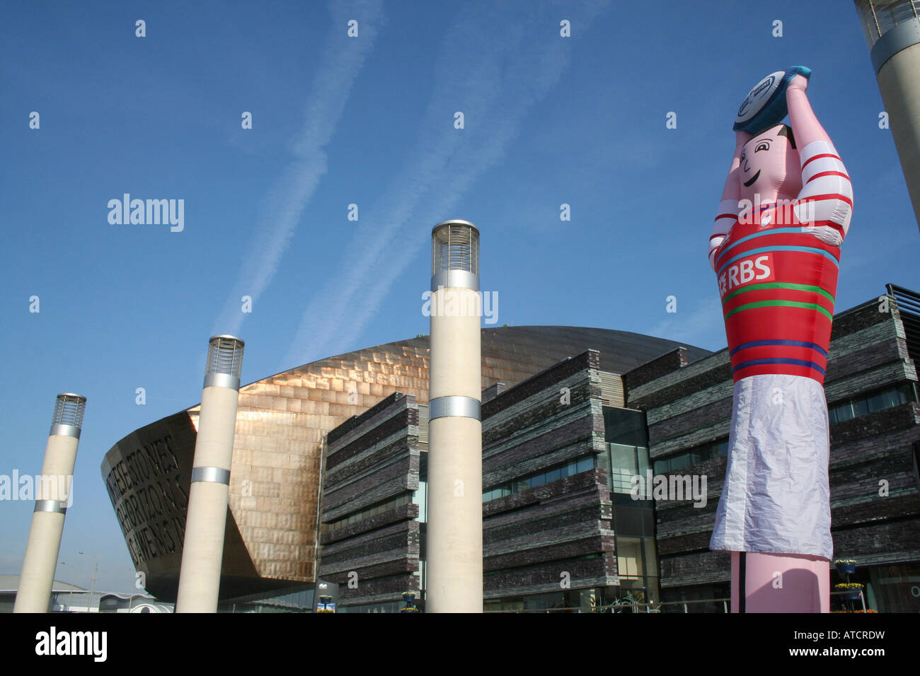 Inflatable Rugby Player Roal Dahl Plas Cardiff Bay Stock Photo - Alamy