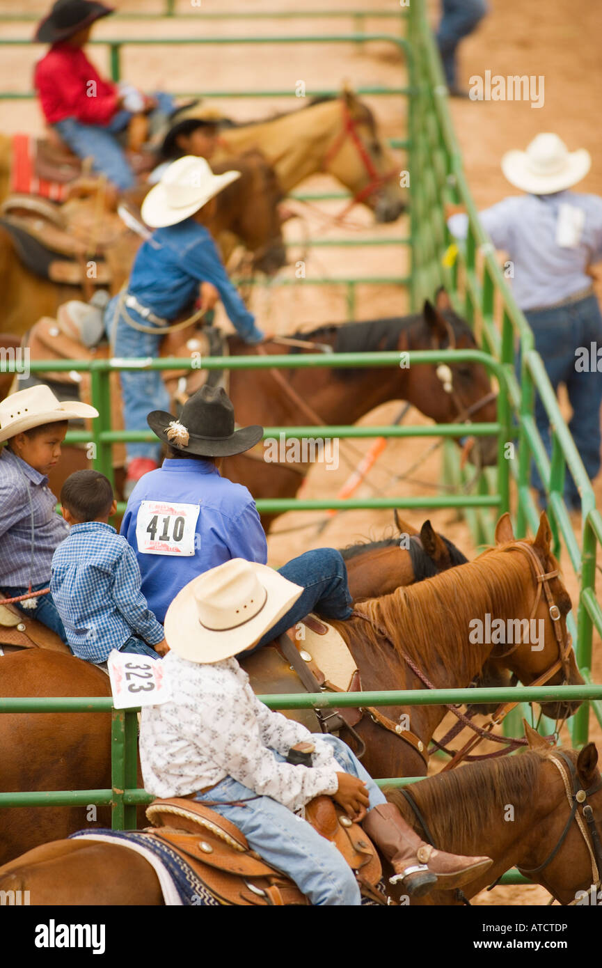 competitors watch the Pole Bending event All Indian Rodeo Gallup Inter ...