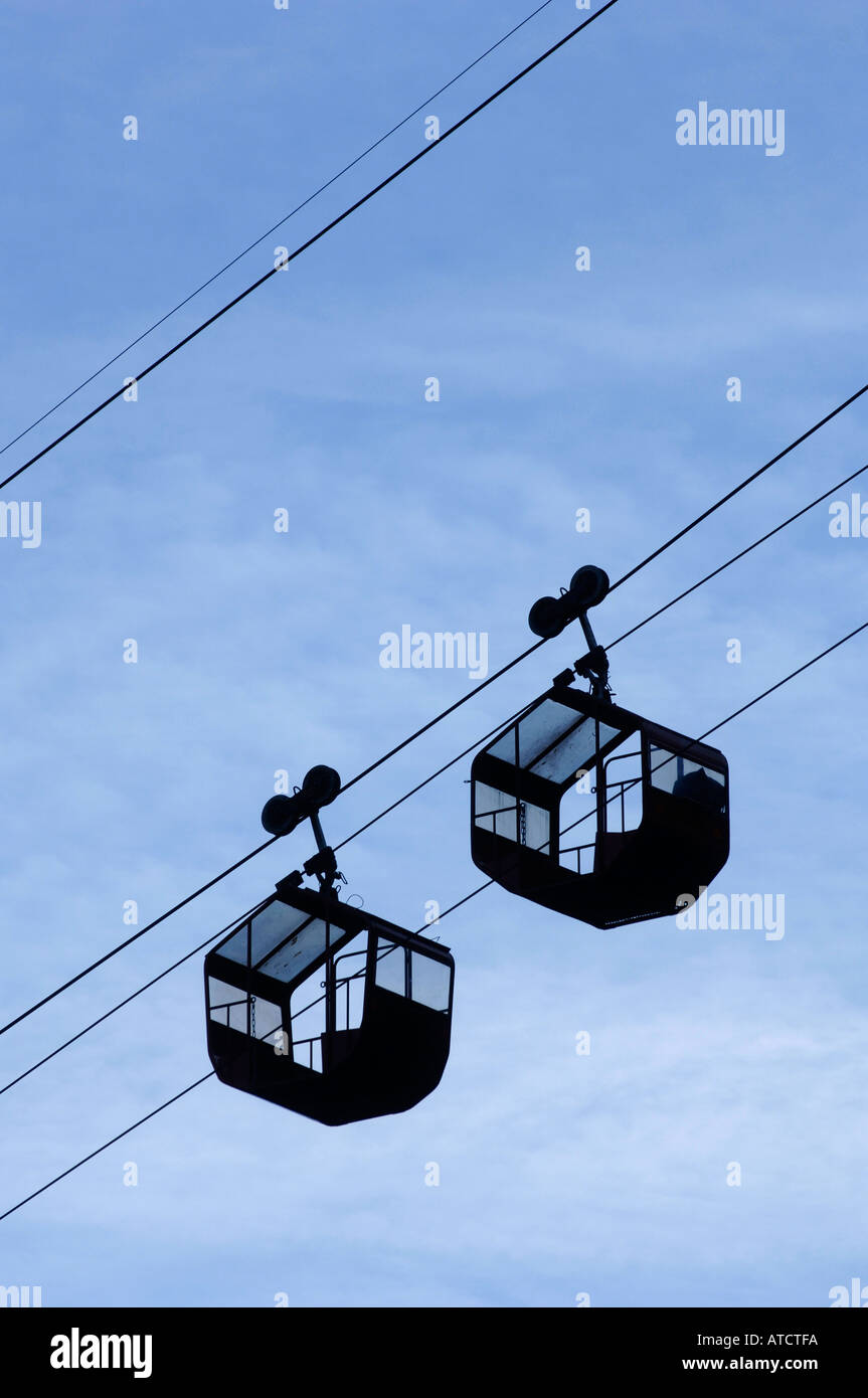 Cable cars at the Aiguille du Midi near Mont Blanc, Chamonix, Haute ...