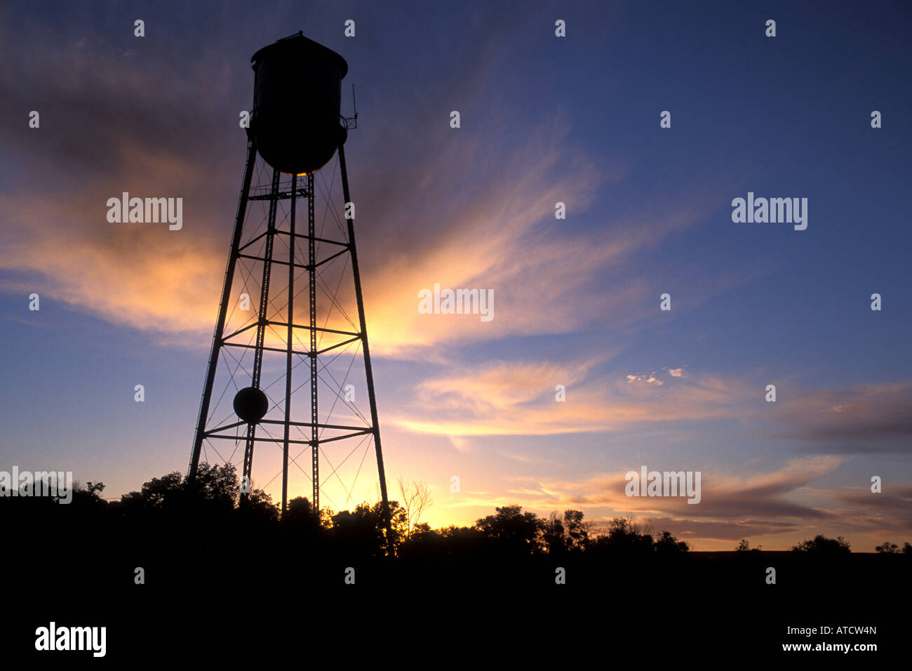 Town water tower at sunset, Ovid, Colorado Stock Photo - Alamy