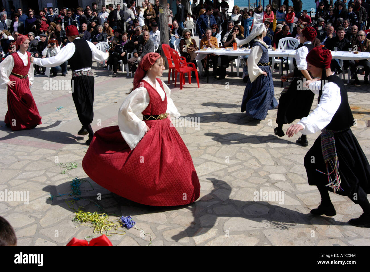 greek folklore group dancing, Ireon Samos Greece Stock Photo - Alamy