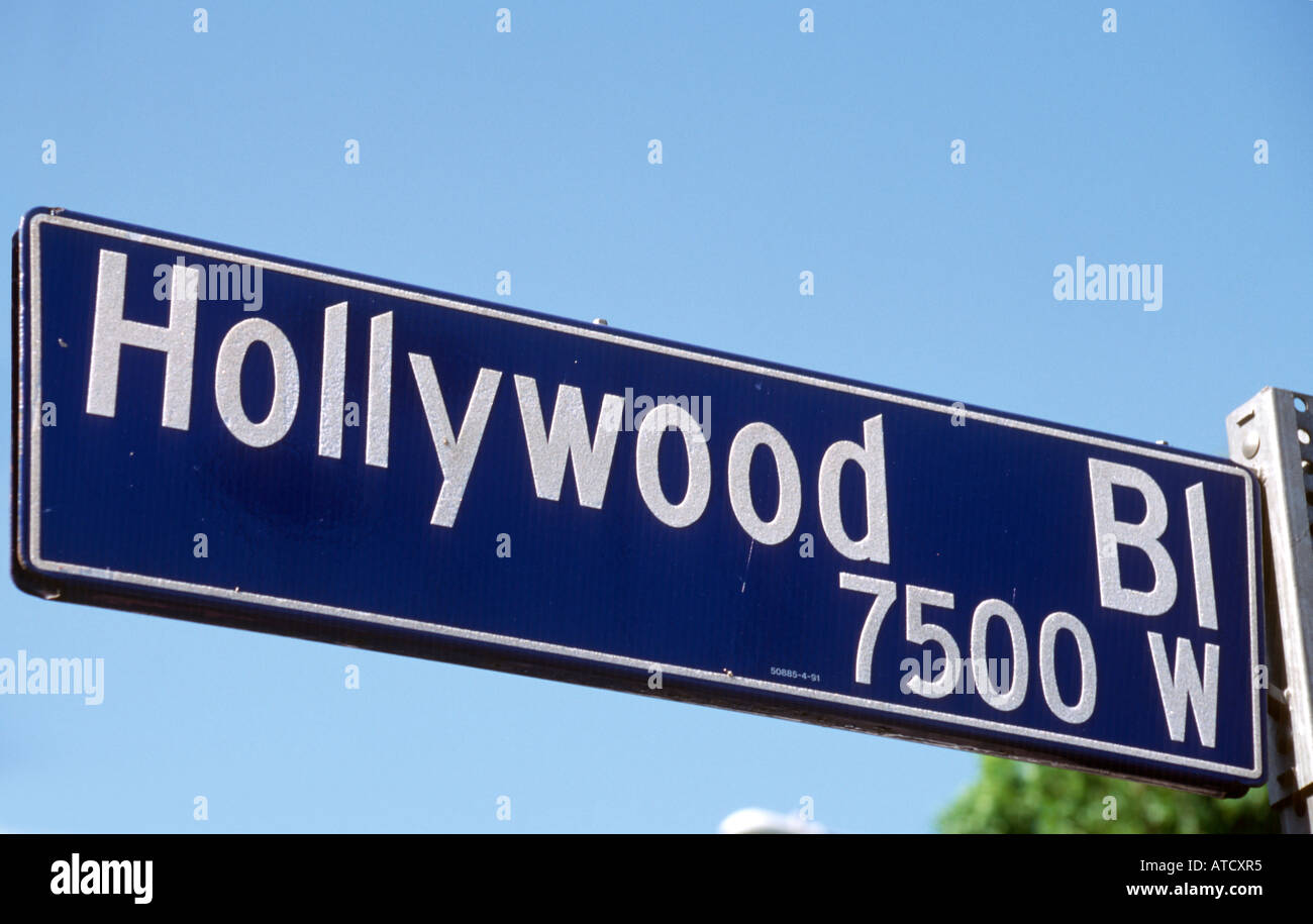 Street sign for Hollywood Boulevard, Hollywood, Los Angeles, California ...