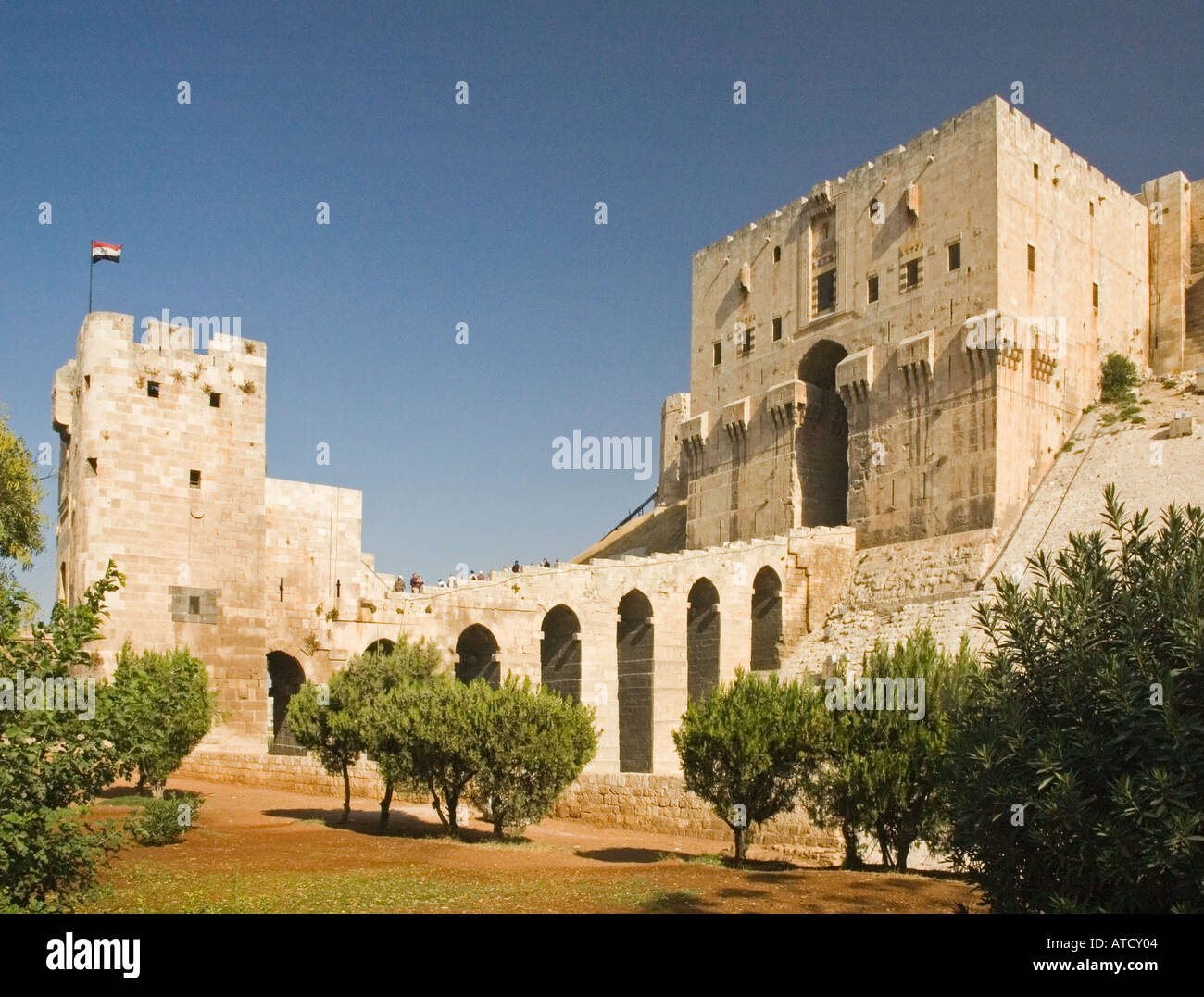 Entry to the Citadel, in old city of Halab, Aleppo, Syria, Middle East ...