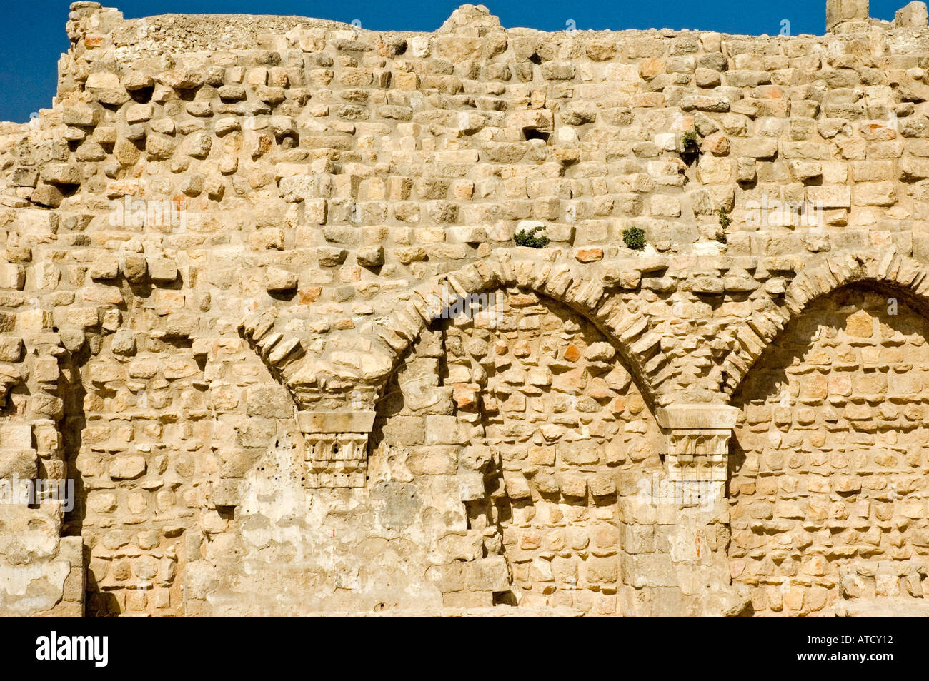 Old stone walls with texture, the Citadel, in old city of Halab, Aleppo ...
