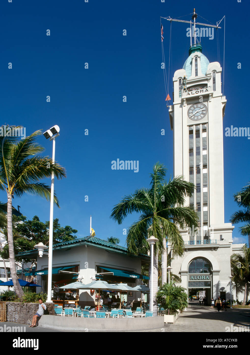 Aloha Tower in the Aloha Tower Marketplace, Honolulu, Oahu, Hawaii, USA Stock Photo - Alamy