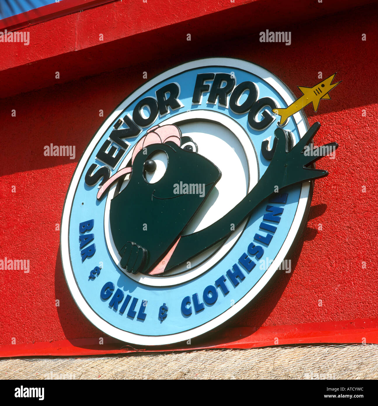 Sign outside Senor Frog's Restaurant, Cancun, Quintana Roo, Yucatan ...