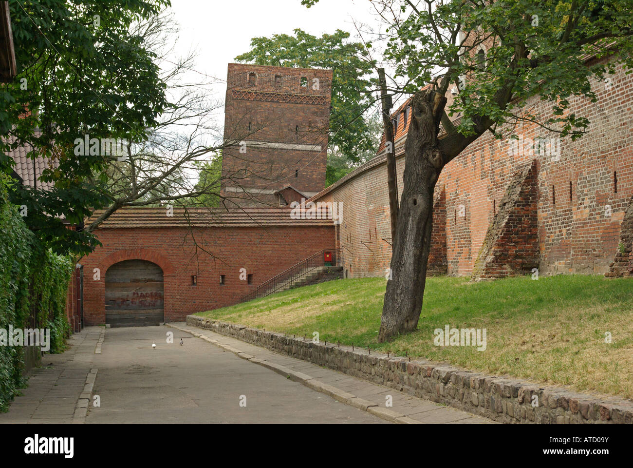 Medieval Leaning Tower and city wall, Torun, Ploand Stock Photo - Alamy