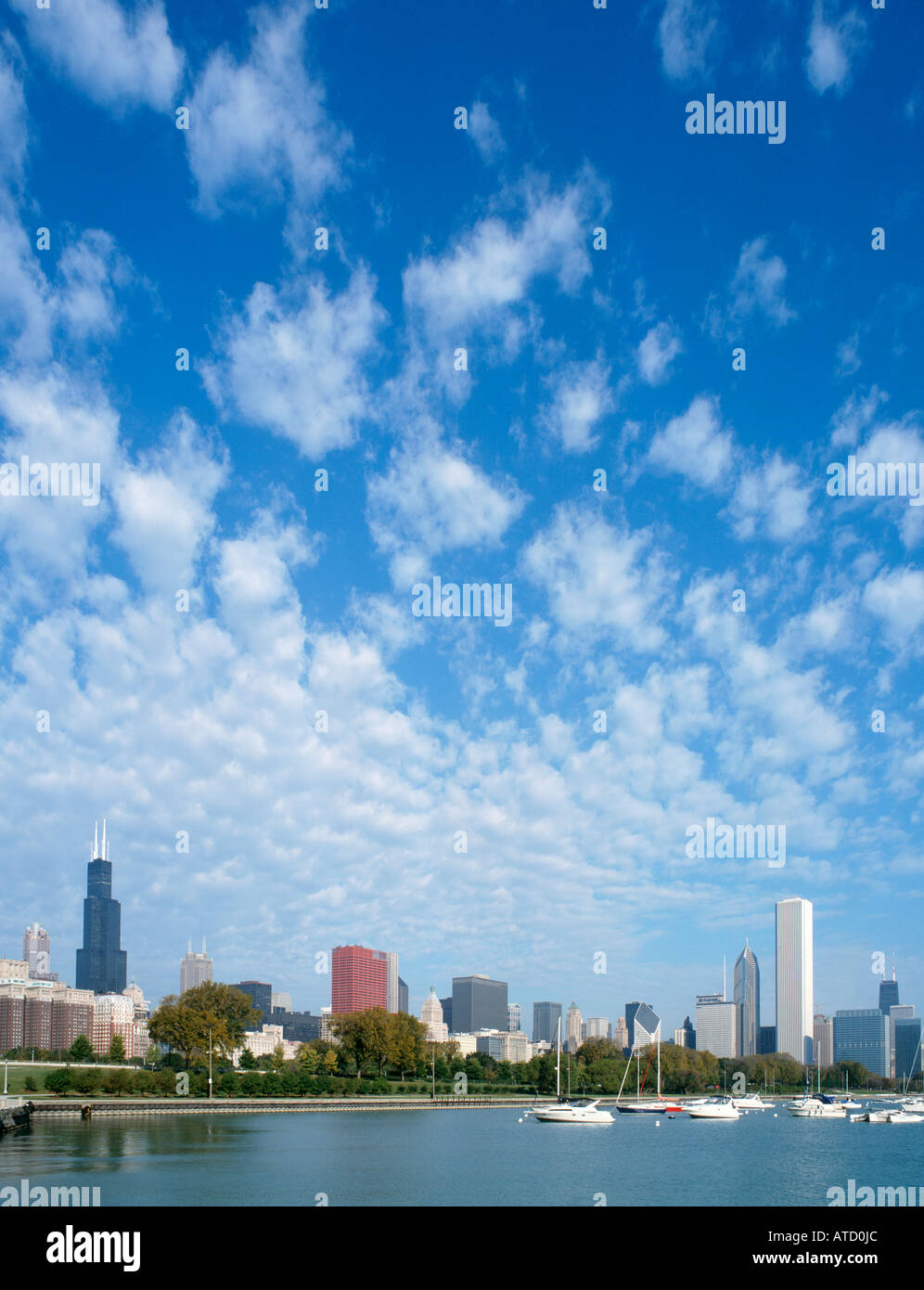Downtown from Lake Michigan in 2000, Chicago, Illinois, USA Stock Photo ...
