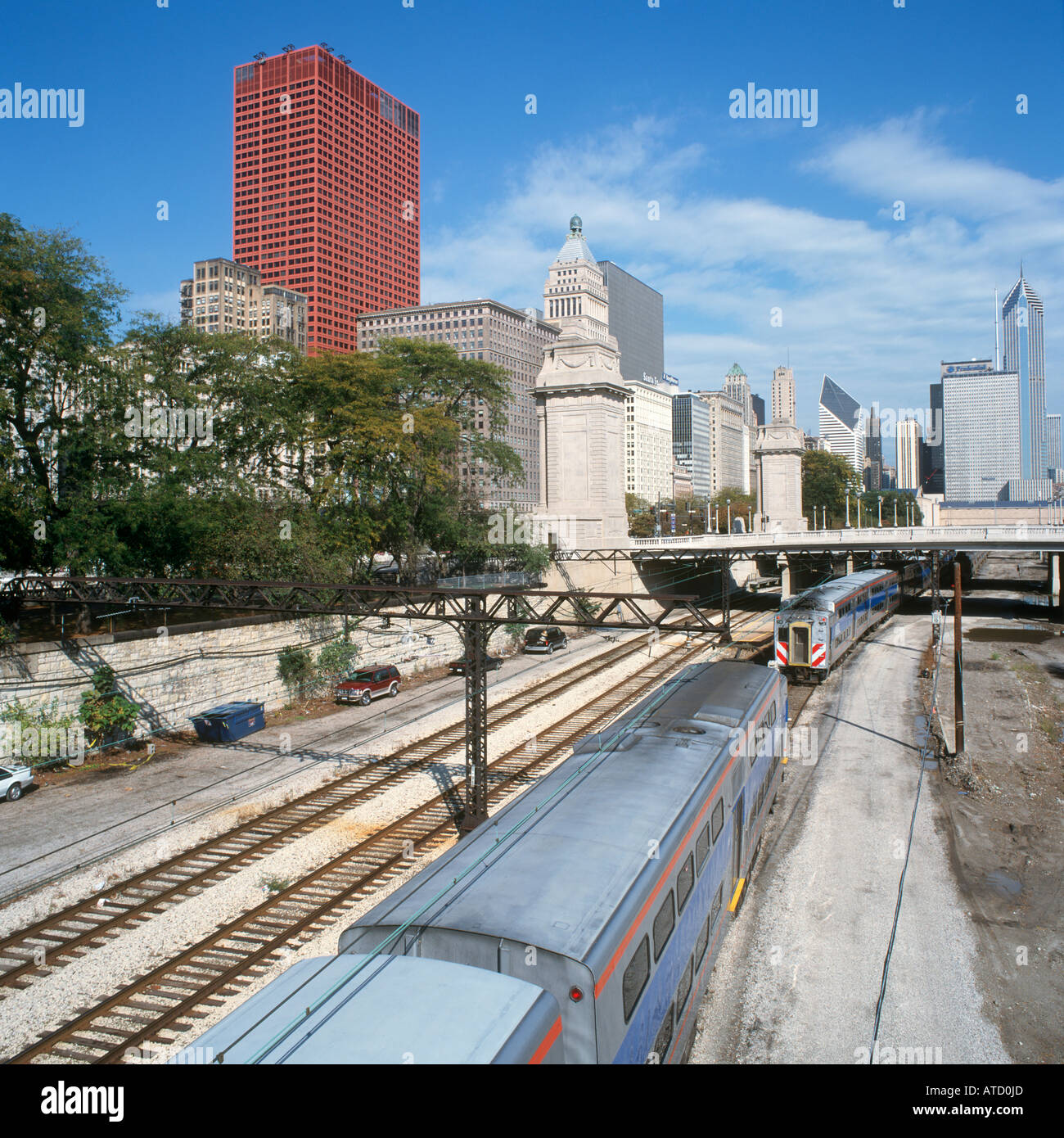 Rail Tracks in Downtown Chicago, Illinois, USA taken in 2000 Stock ...