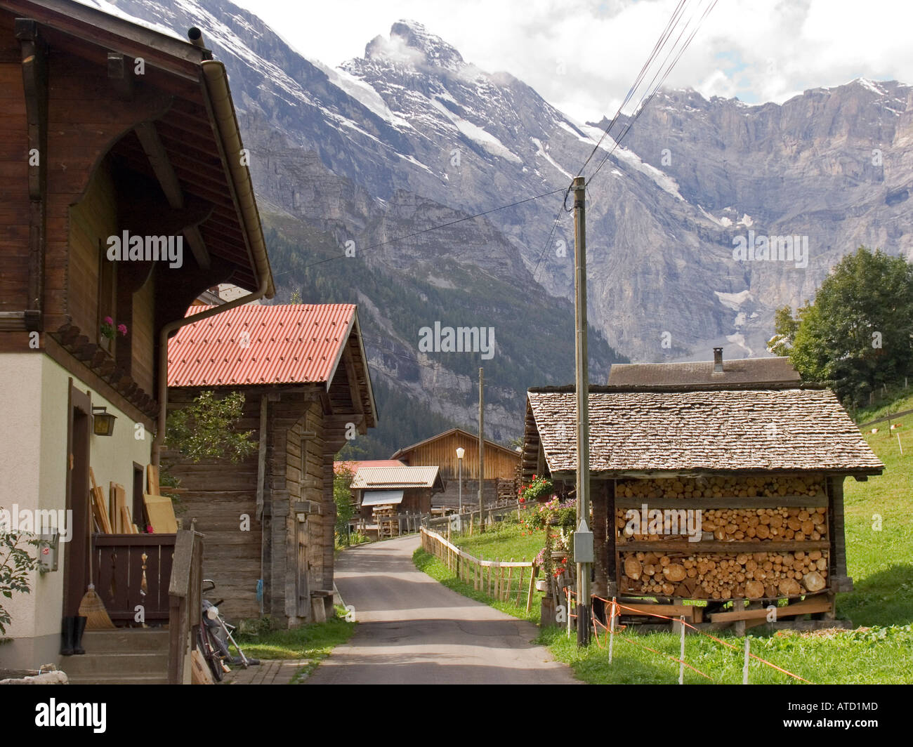 Pathway through the village of Gimmelwald Switzerland Stock Photo - Alamy