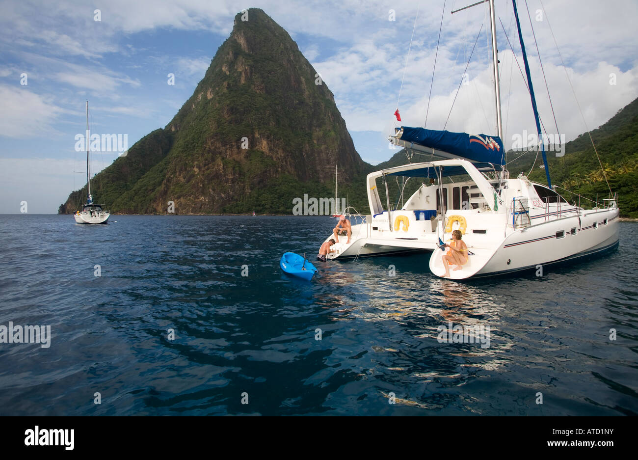 People relaxing on a yacht St Vincent Winward Islands Lesser Antilles ...