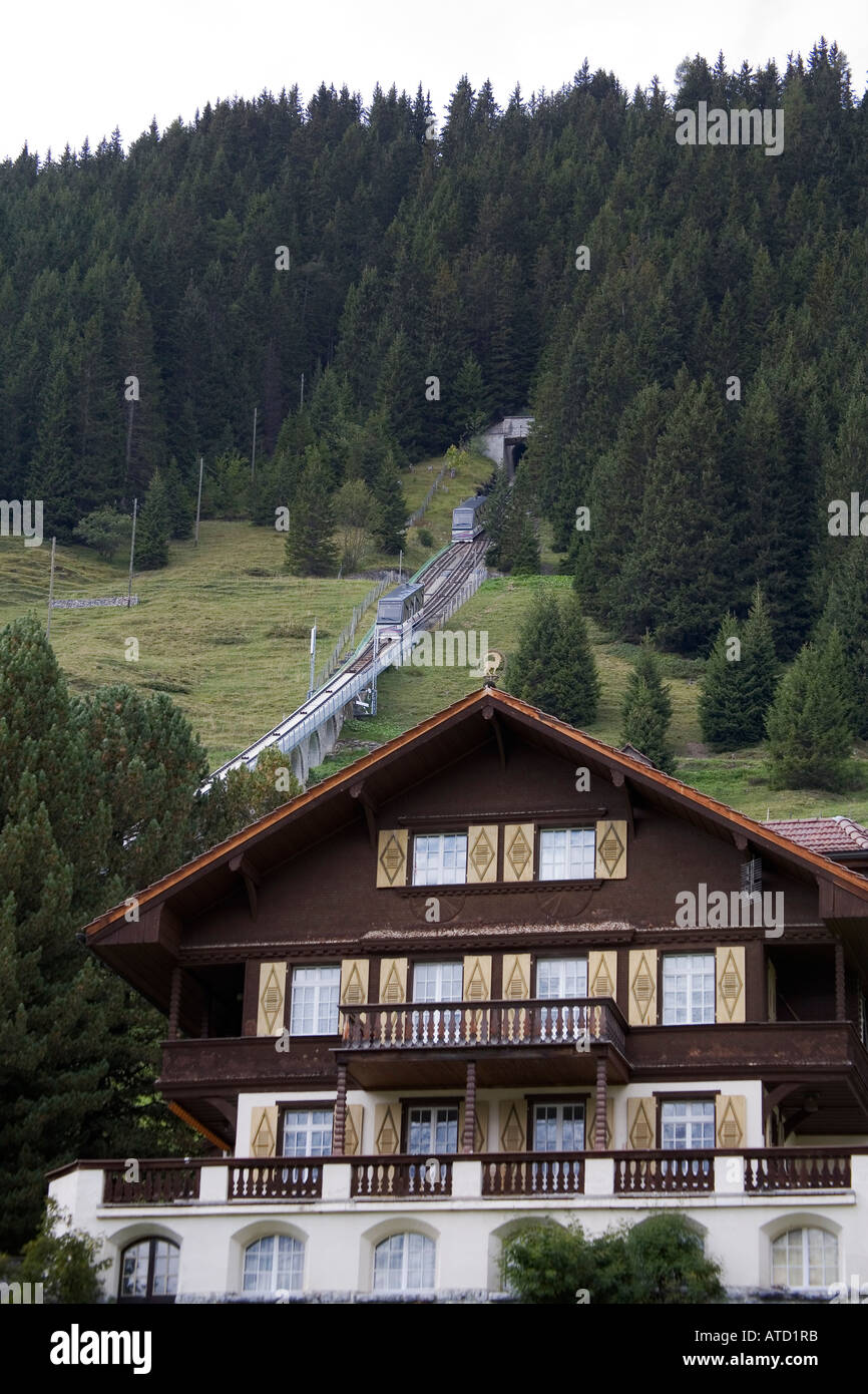 Allmendhubel funicular village of Murren Switzerland Stock Photo - Alamy