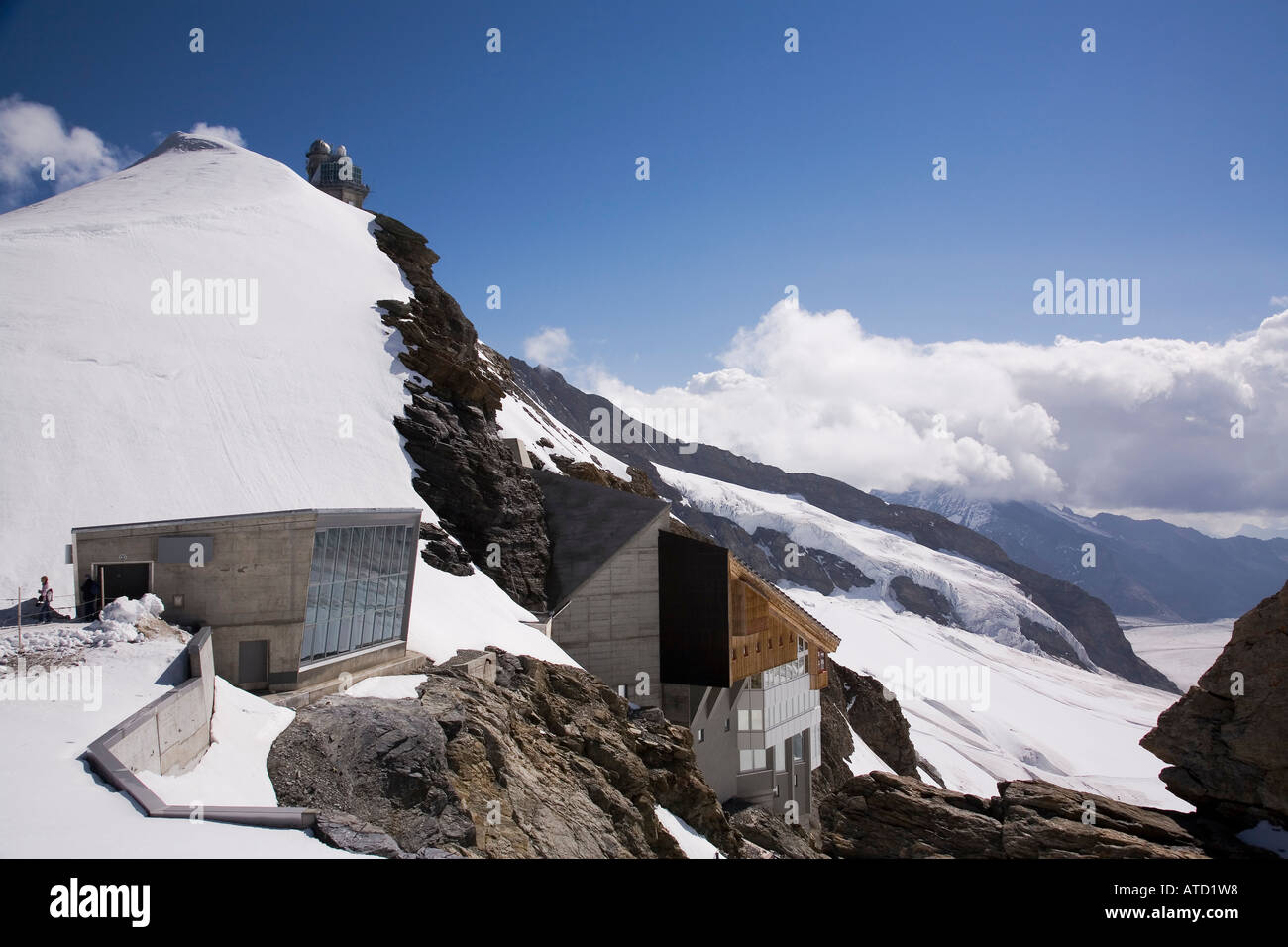 Tourist complex and Sphinx observatory at the Jungfraujoch summit ...