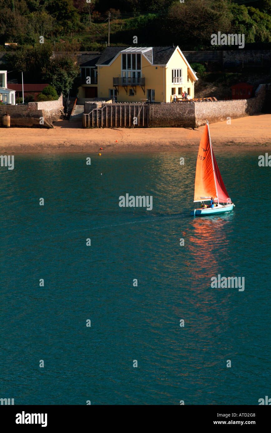 Sailing boat in the bay at Salcombe Devon England UK Stock Photo - Alamy