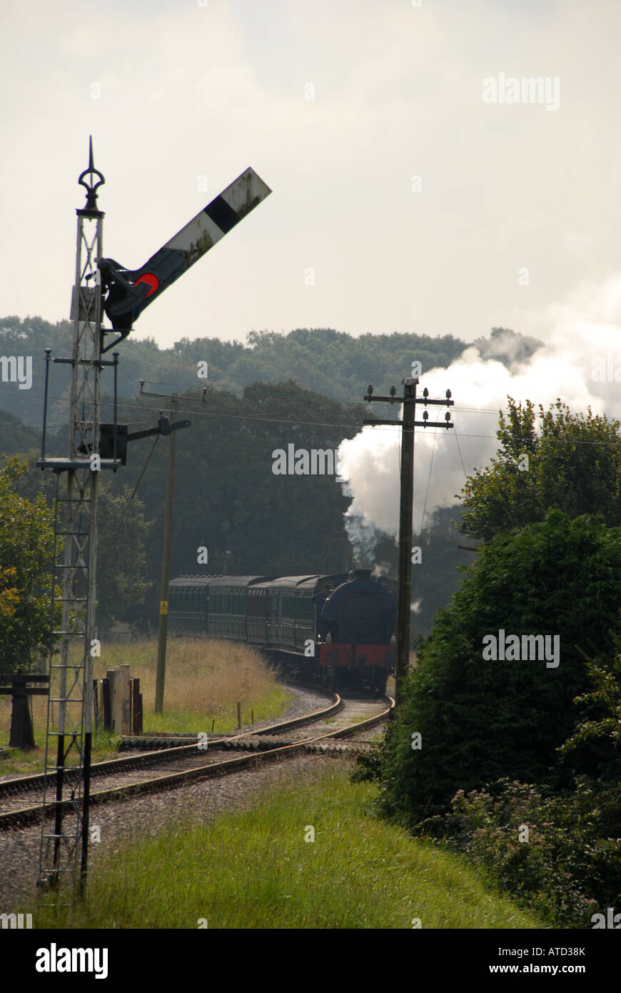 A steam train of the Isle of 'Wight Steam Railway's heritage, pulls in ...