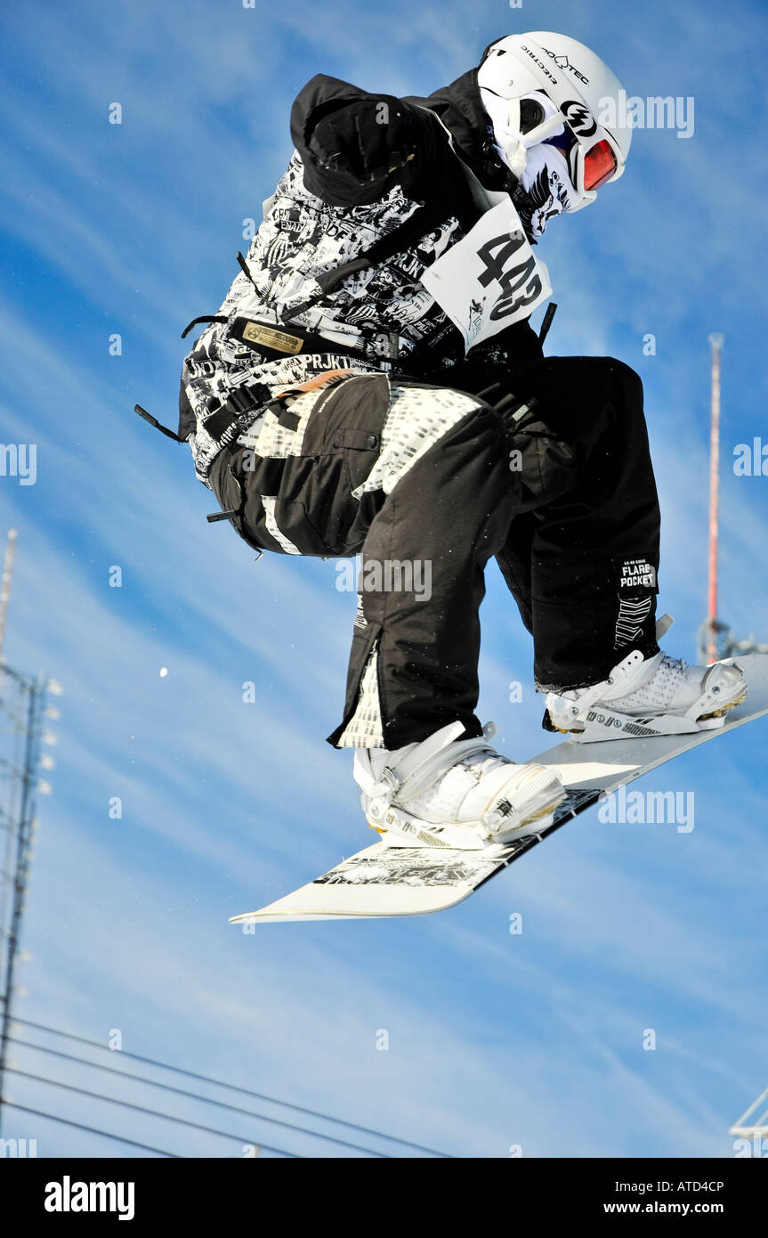 Idaho Snowboarding on a bluebird day Stock Photo - Alamy