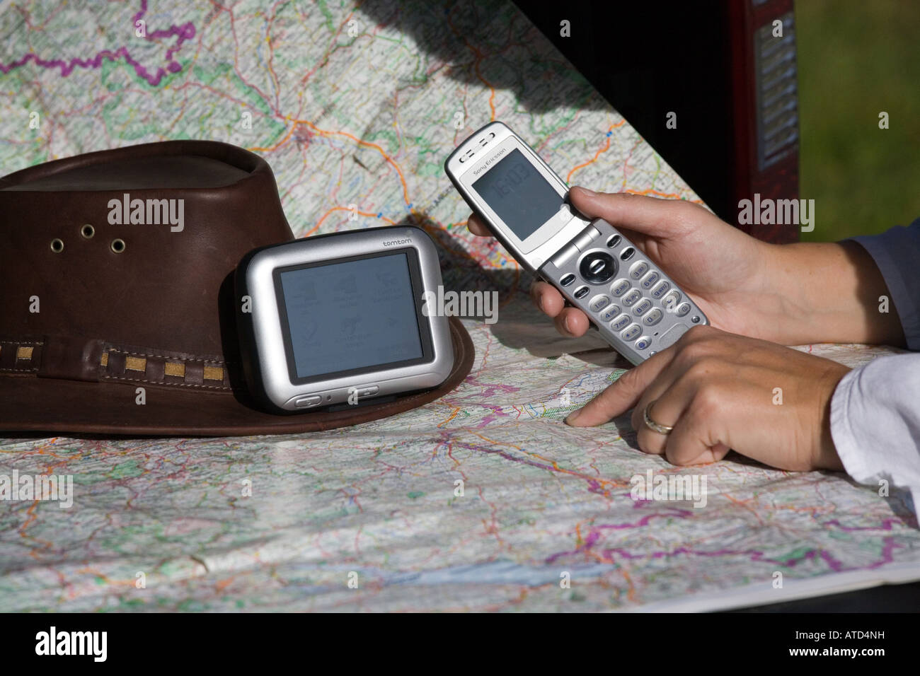 Navigation with map and navigation equipment Stock Photo - Alamy