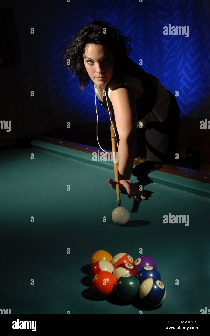 Woman play billiards hi-res stock photography and images - Alamy