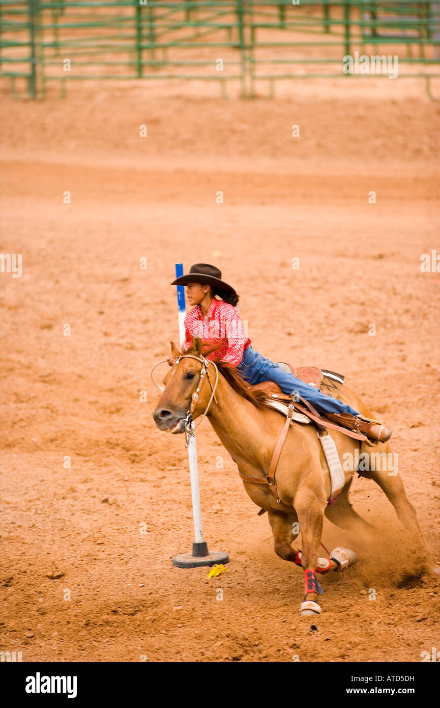 young riders compete in the Pole Bending event All Indian Rodeo Gallup ...