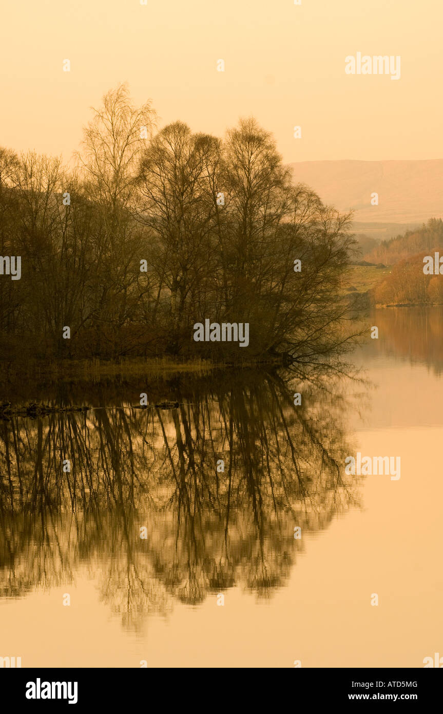 Early spring evening sunset on Loch in Glenkens Galloway Stock Photo ...