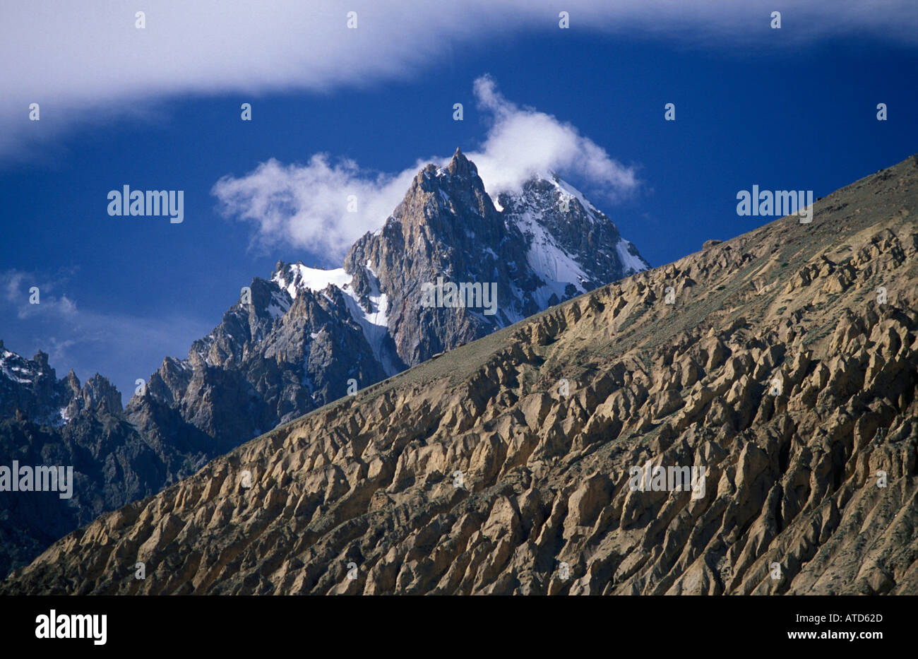 Spectacular mountain backdrop at Sust a frontier town in the N end of ...