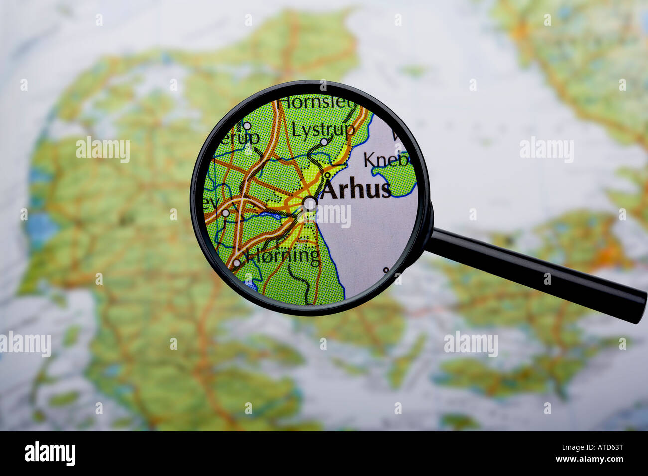 Map of Denmark with Aarhus enlarged Stock Photo - Alamy