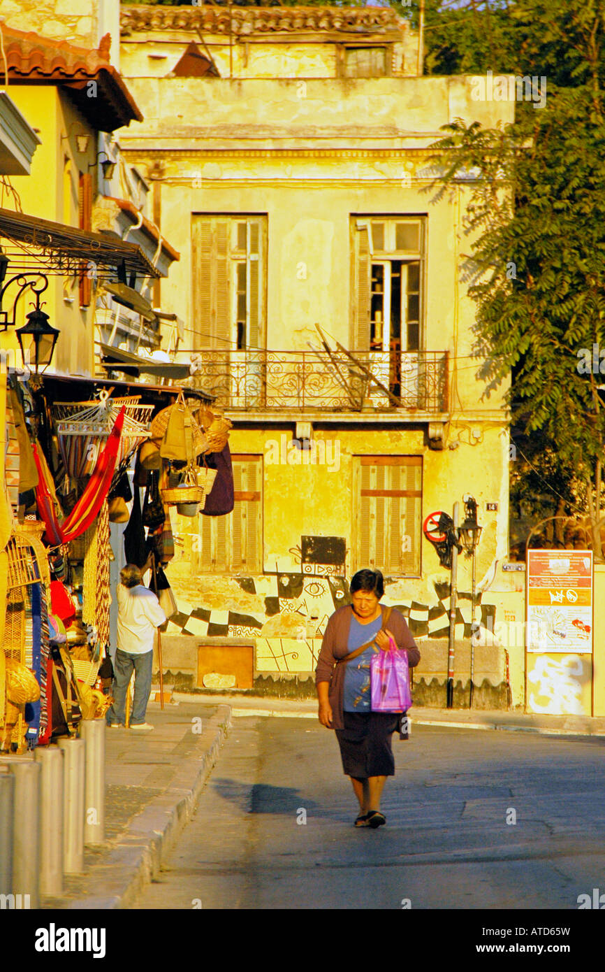 Old Town ( Plaka ) area of Athens Greece in the morning Stock Photo - Alamy