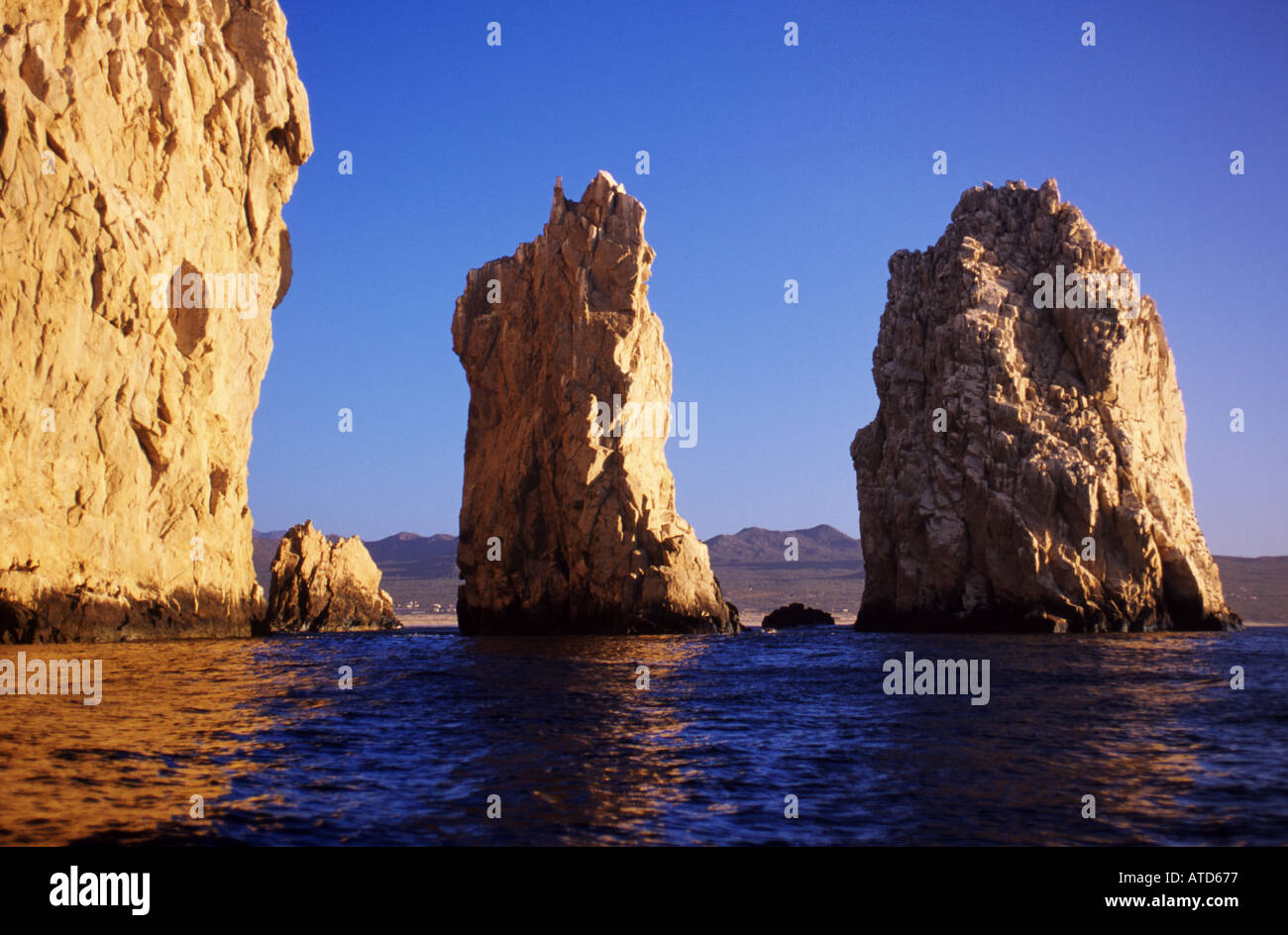 Rock formations rise from the ocean at Cabo San Lucas Mexico Stock ...