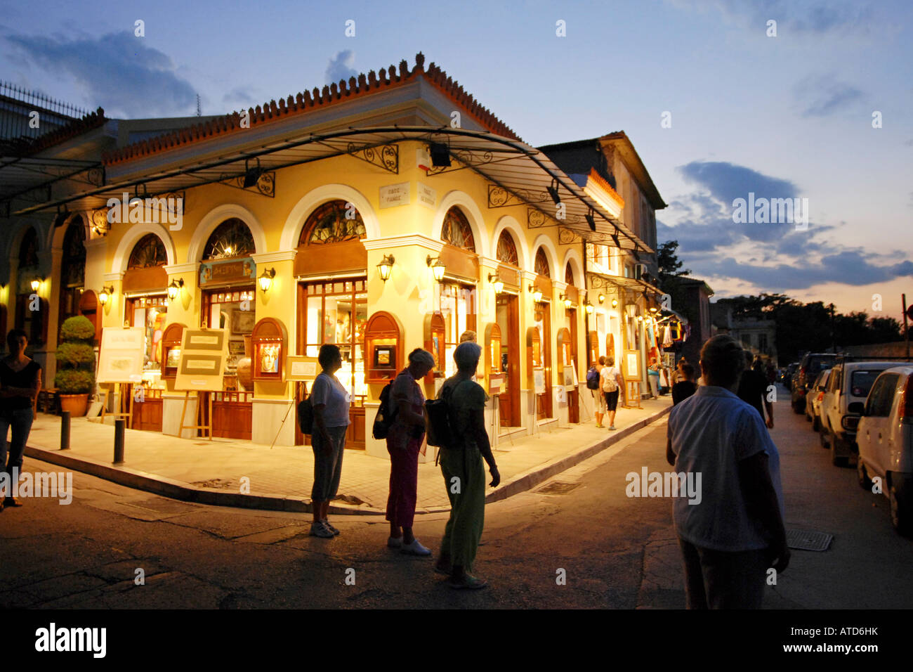 Shopping in the Plaka at night, Athens Greece Stock Photo - Alamy