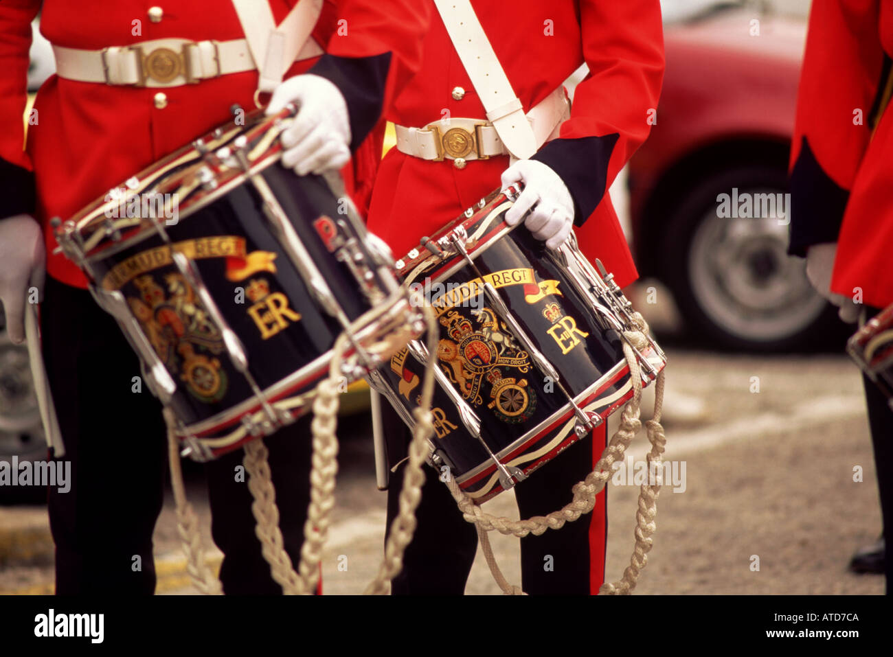 Drums of the Royal Bermuda Regiment Band Marching Bermuda Stock Photo ...