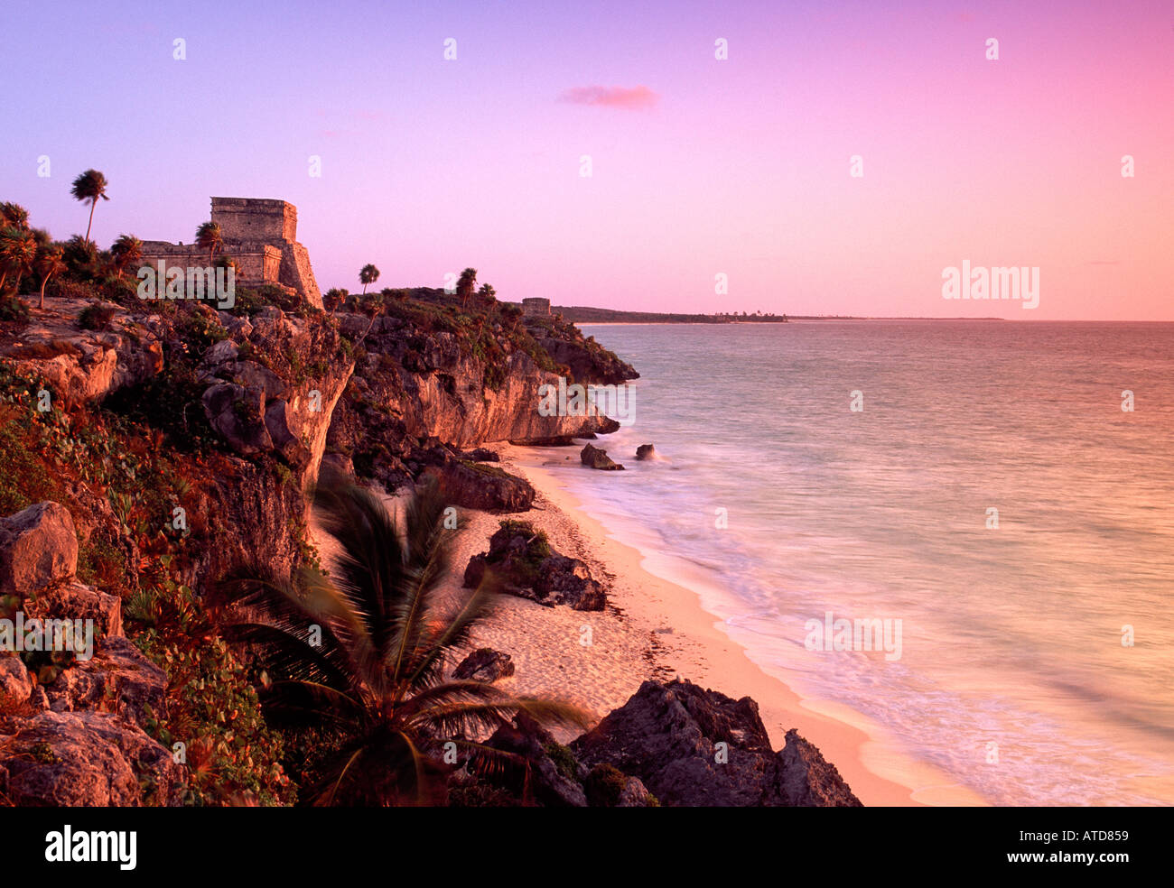 Tropical seascape of Mayan ruins of Tulum Mexico Stock Photo - Alamy