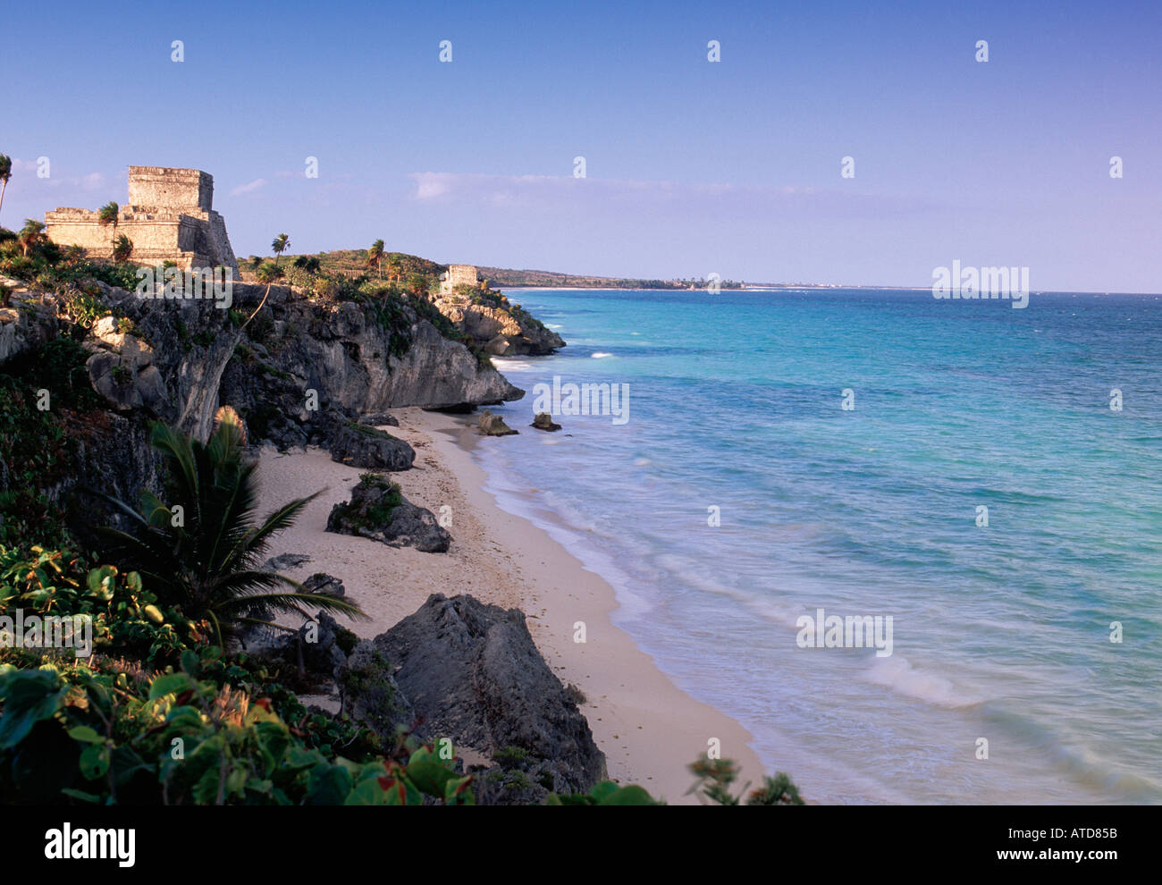 Tropical seascape of Mayan ruins of Tulum Mexico Stock Photo - Alamy