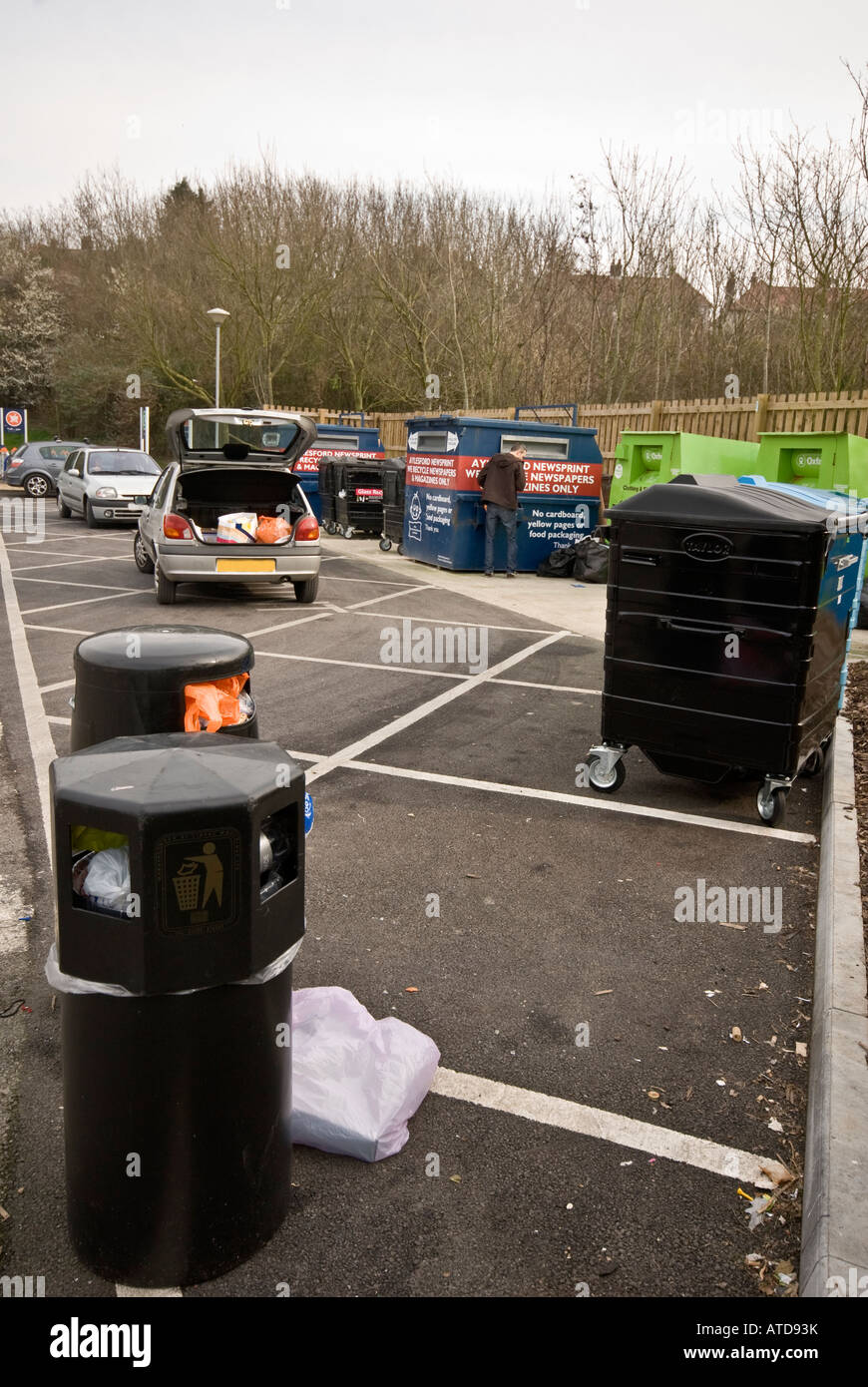 Communal recycling point rubbish Stock Photo - Alamy