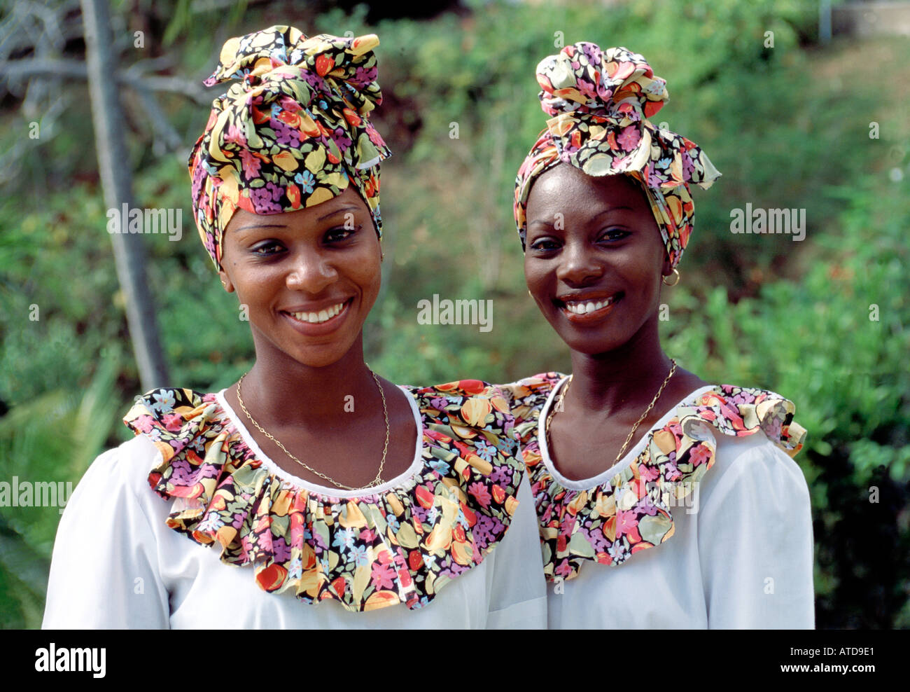 Turbaned Ladies on the Caribbean island of Tobago Stock Photo - Alamy
