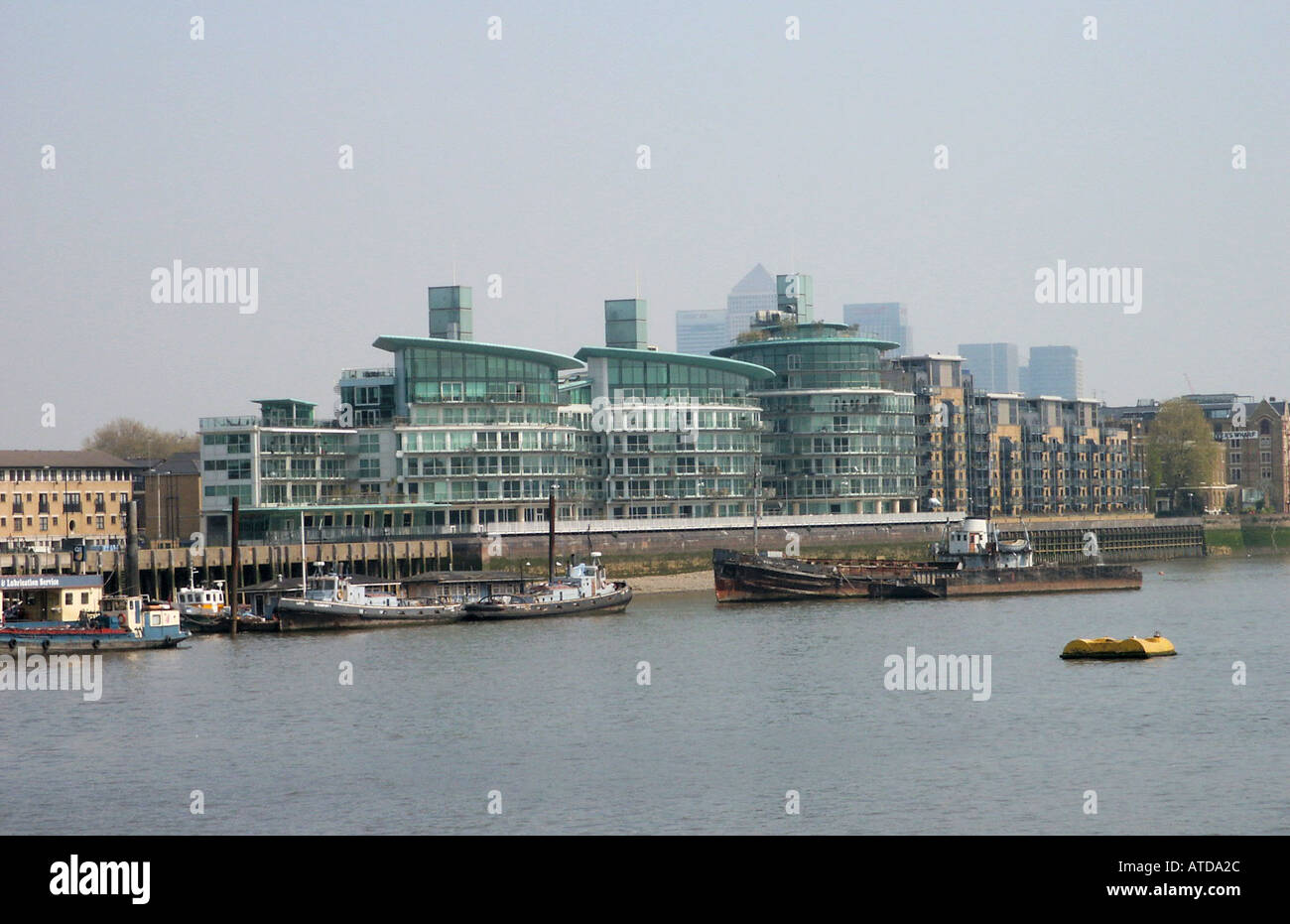 The River Thames Pool of London New Development London England Stock ...