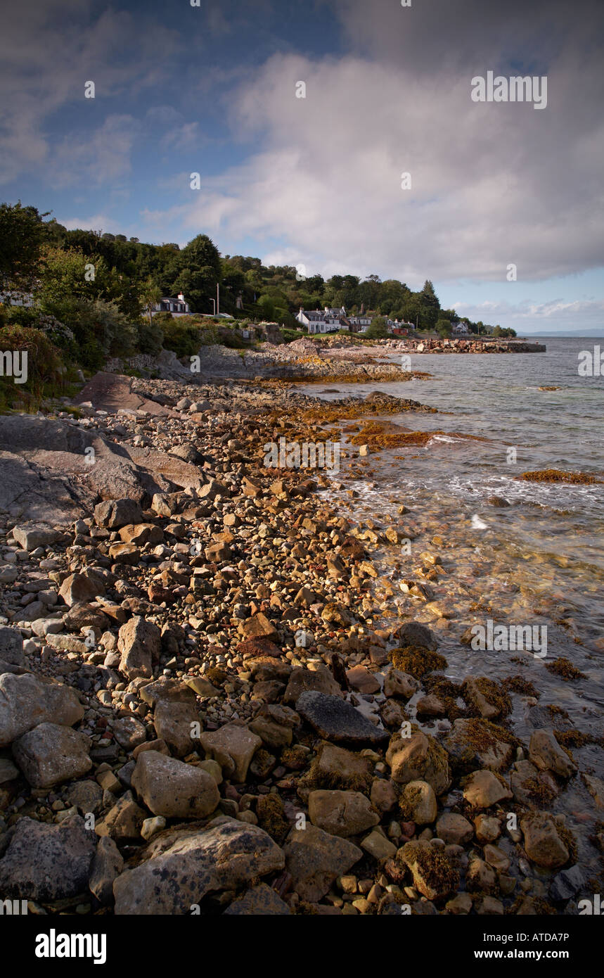 the sea shore at Corrie village near Brodick on the east coast of the ...