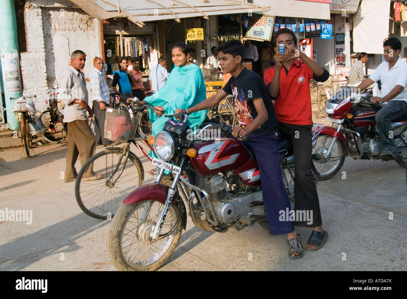 Indian men on a motorbike Stock Photo - Alamy
