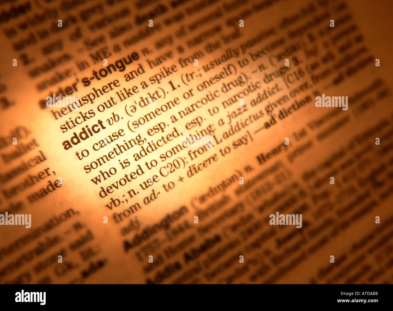 Dictionary definition word addiction hi-res stock photography and ...