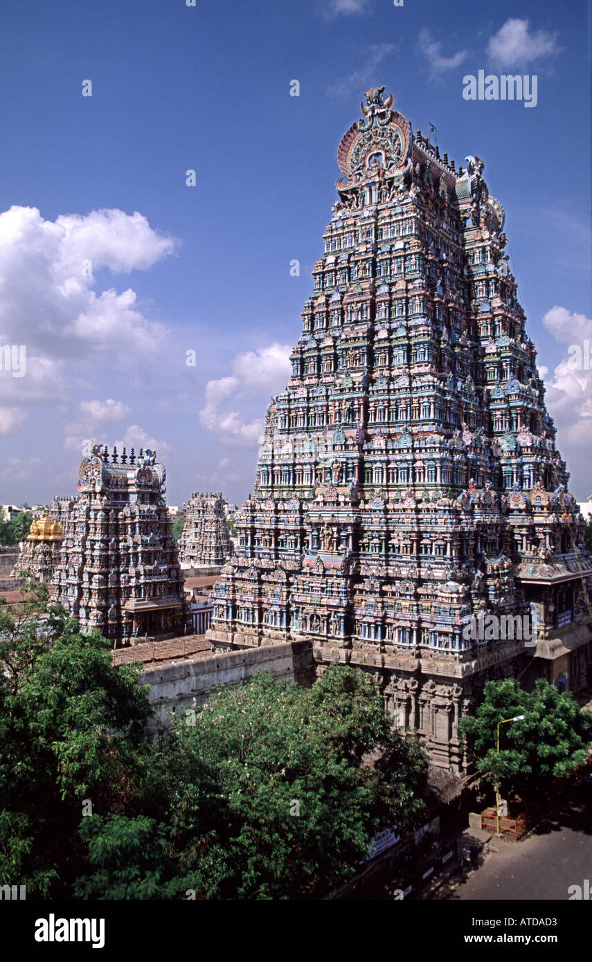 Gopuras of Shri Meenakshi Temple in Madurai Tamil Nadu South India ...