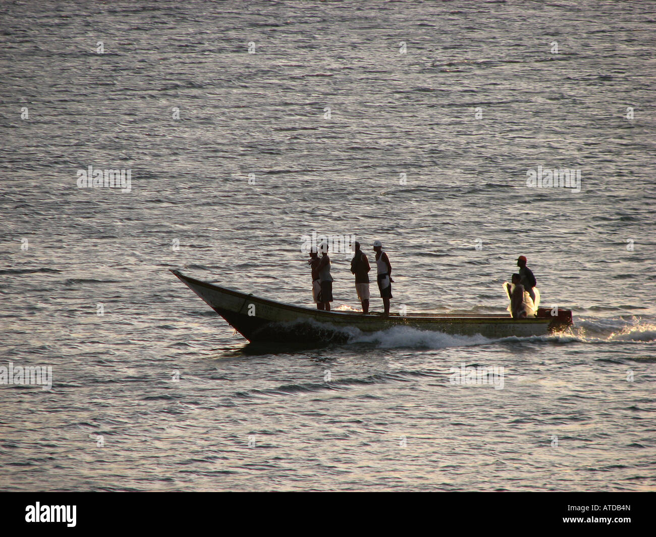 Boat with fishermans, Peninsula of Araya, Sucre state, Venezuela Stock ...