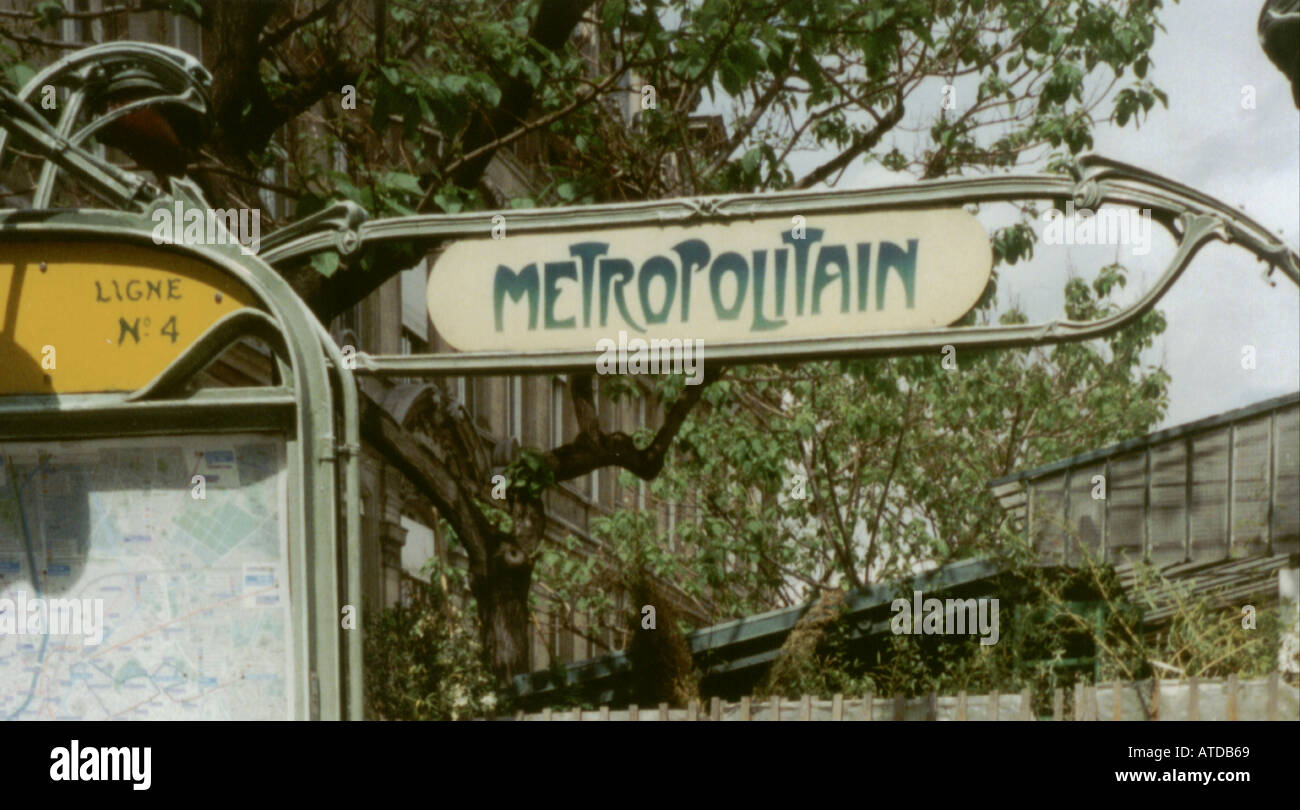 the Metro sign outside a station in Paris Metropolitan line ...