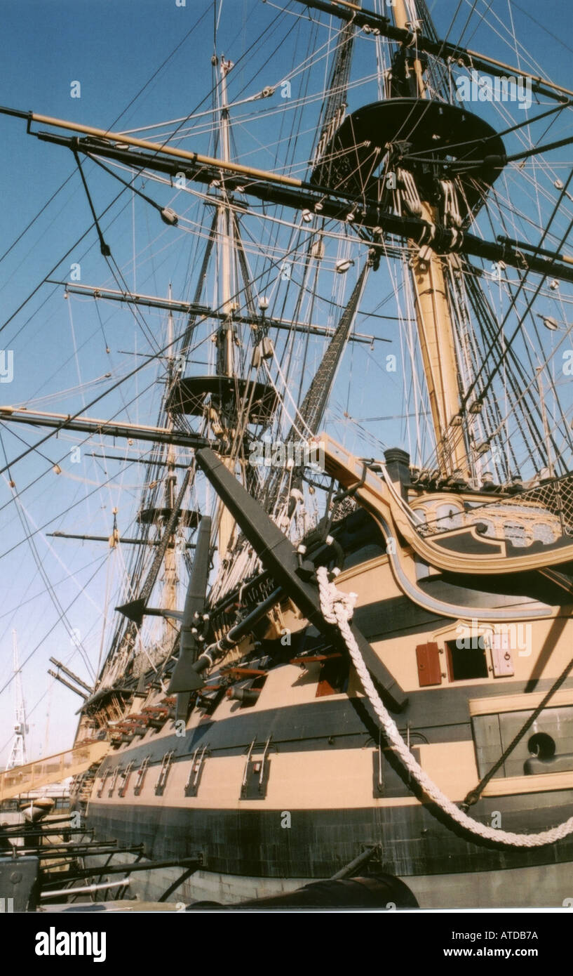HMS Victory First Rate ship of the line guns cannons Portsmouth England ...