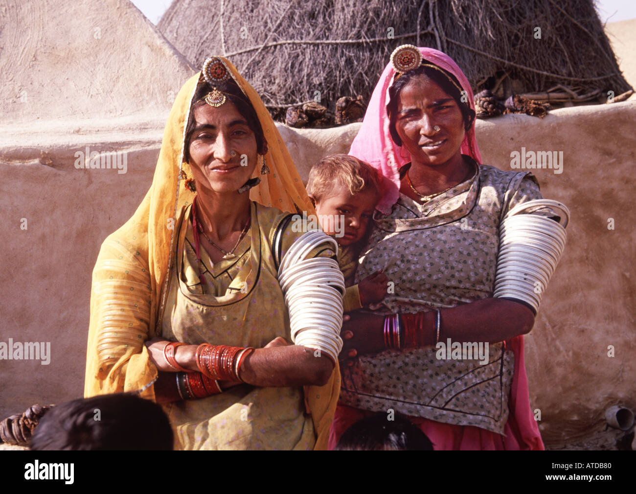 2 women in a desert village Thar Desert Rajasthan India Stock Photo - Alamy