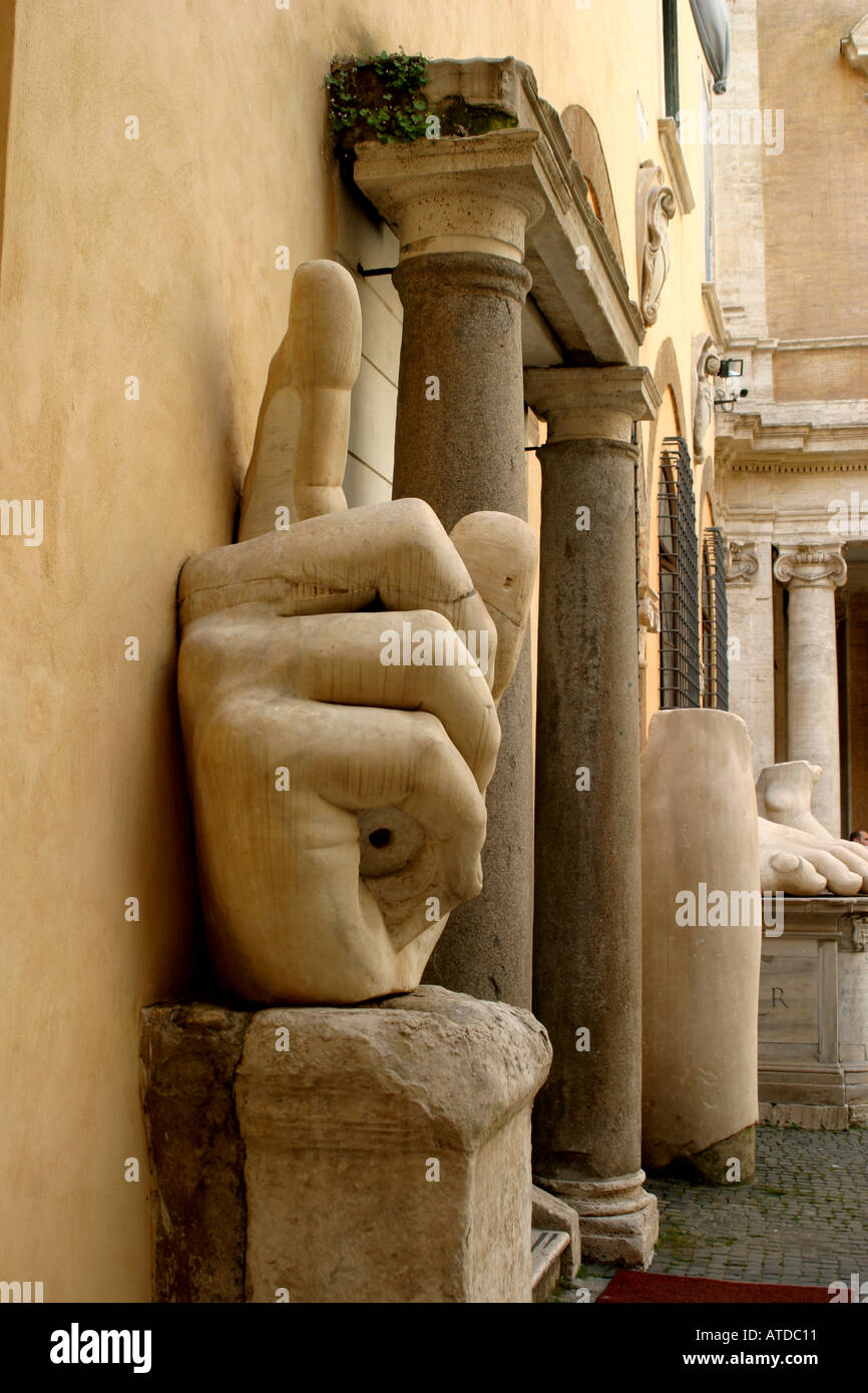 Fragment of the gigantic staute of Constantine in the courtyard of the ...