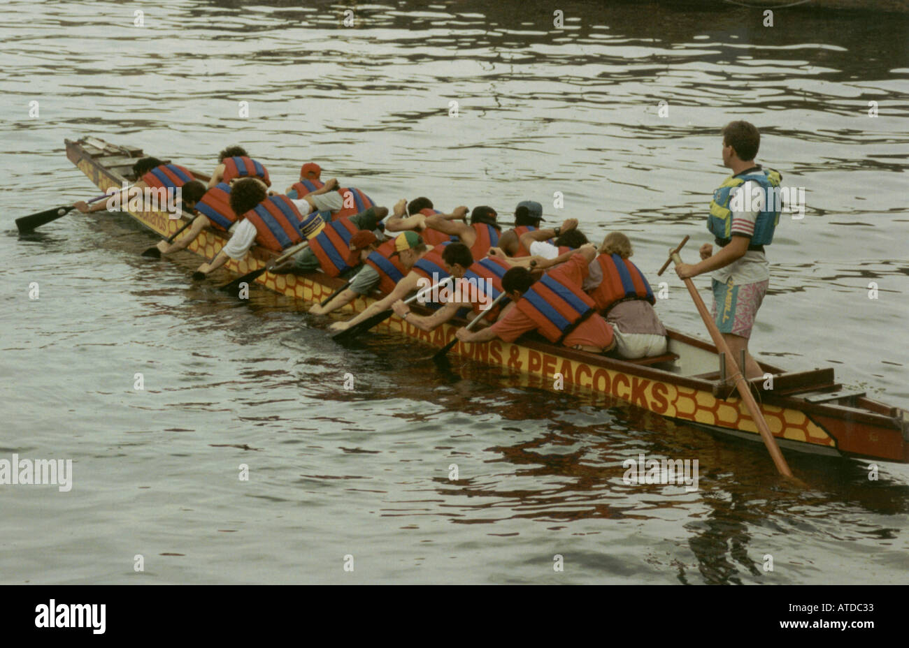 Dragon Boat race practice on dock in East London Stock Photo - Alamy