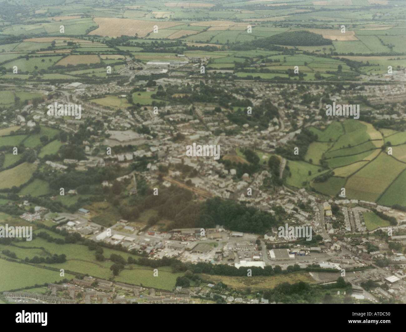 Aerial view of Launceston Cornwall England UK Europe Stock Photo - Alamy