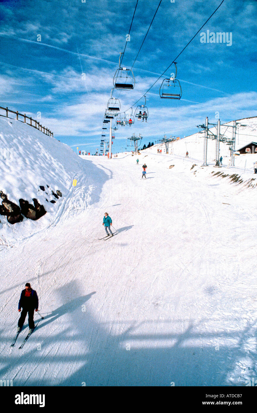 Avoriaz FRANCE, Adult Skiers Skiing on Ski Slope in French Alps Travel ...