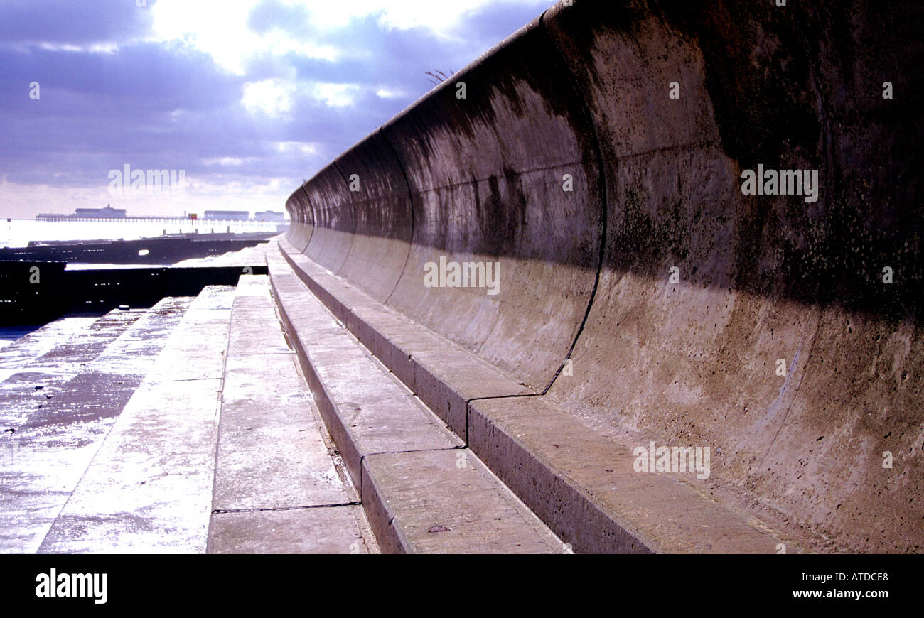 Wave return wall Southwold Suffolk Stock Photo - Alamy
